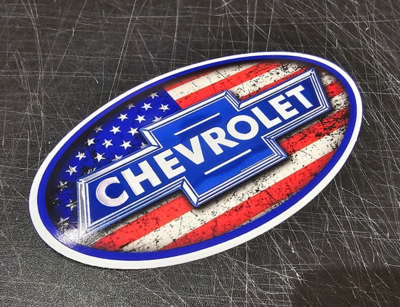 CHEVY STICKER FLAG LOGO USA CHEVROLET GARAGE TOOL BOX CAR DECAL Big ...