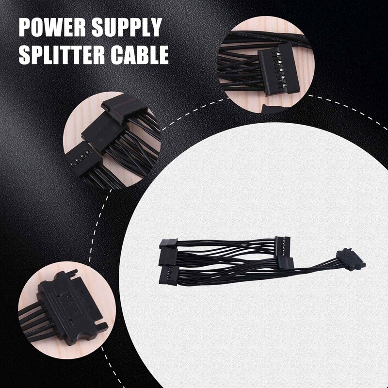 4Pin IDE 1 to 5 SATA 15Pin Hard Drive Supply Splitter Cable for DIY ...