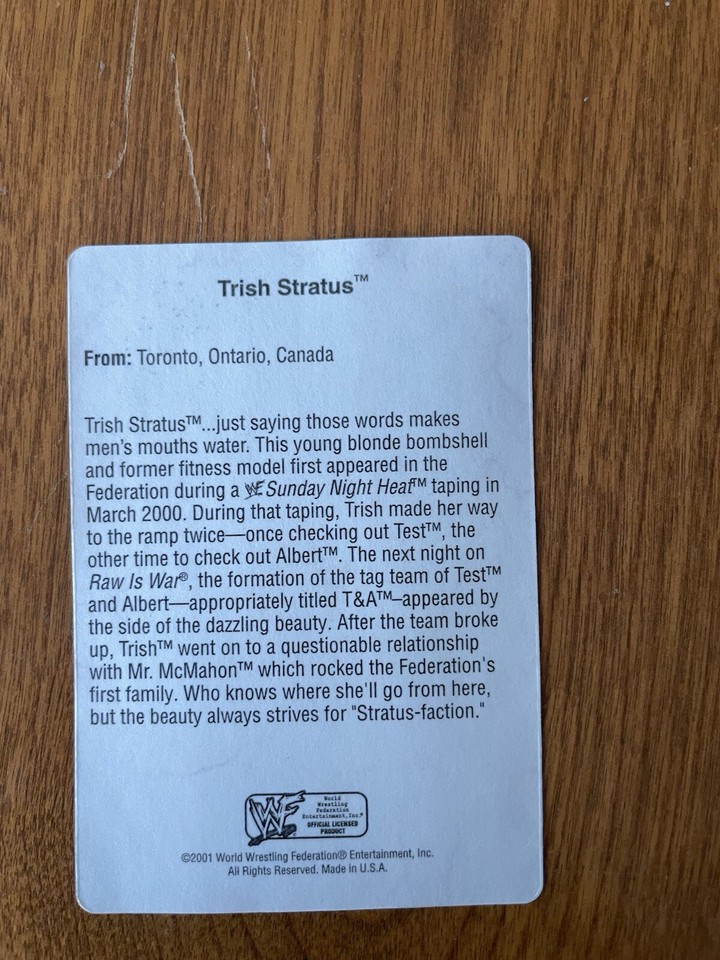 Vintage 2001 Trish Stratus WWF Original Wrestling Prism Vending Bio ...