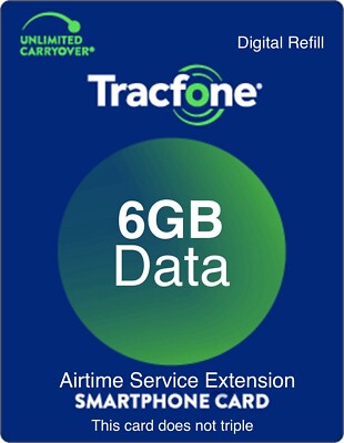 TracFone 6GB Data Prepaid Add On Refill Card, Only For Smartphones ...