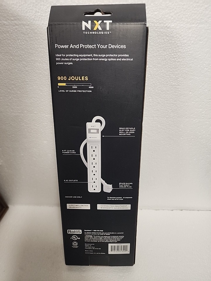 8ft Extension Cord With 6 Outlets NXT Technologies PROTECTOR NX54314 | eBay