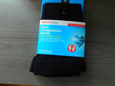 CVS Health Firm Compression Socks Over Calf 1 Pair Unisex Black Unisex ...