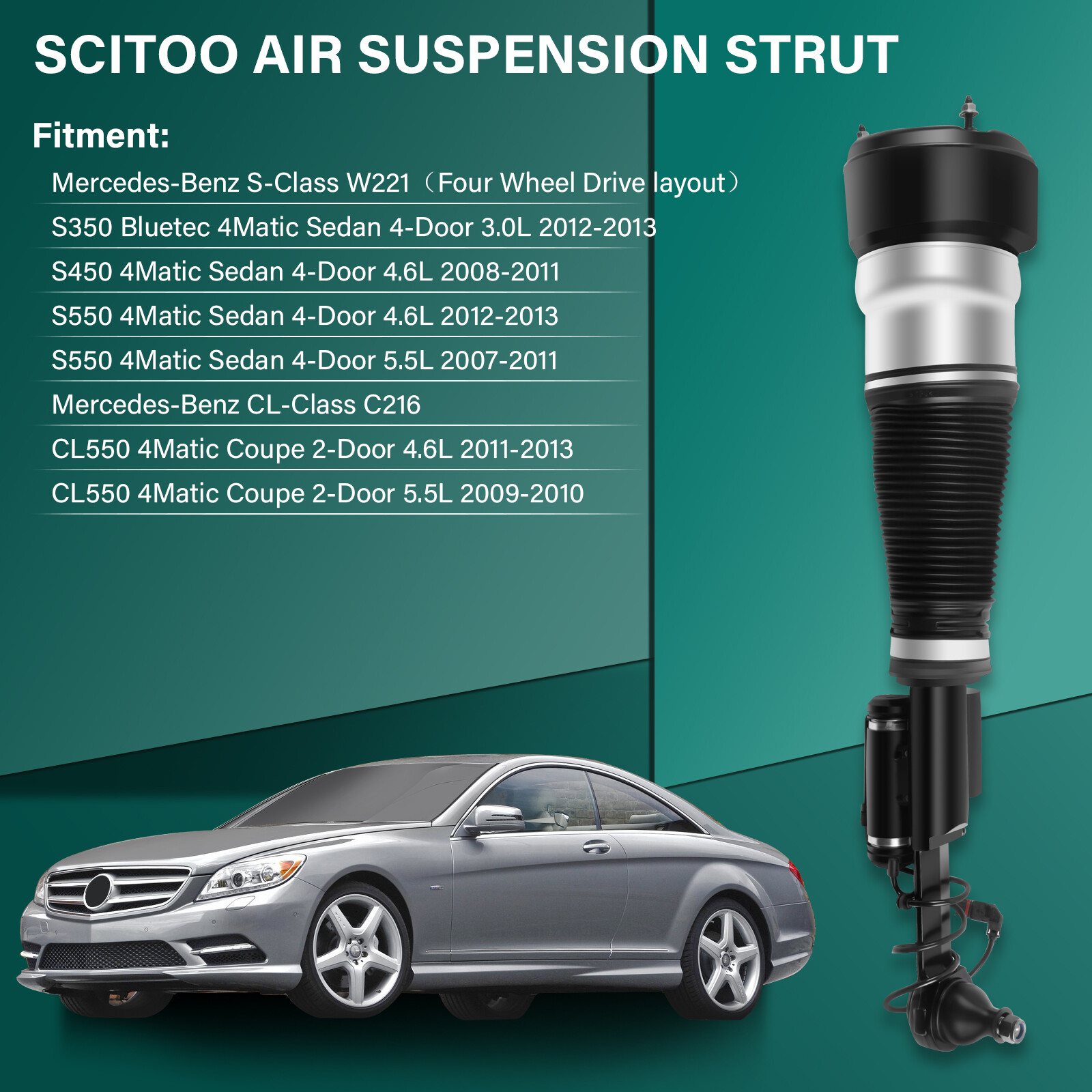 Front Left Air Suspension Strut For 4Matic Mercedes W221 S500 S550 ...