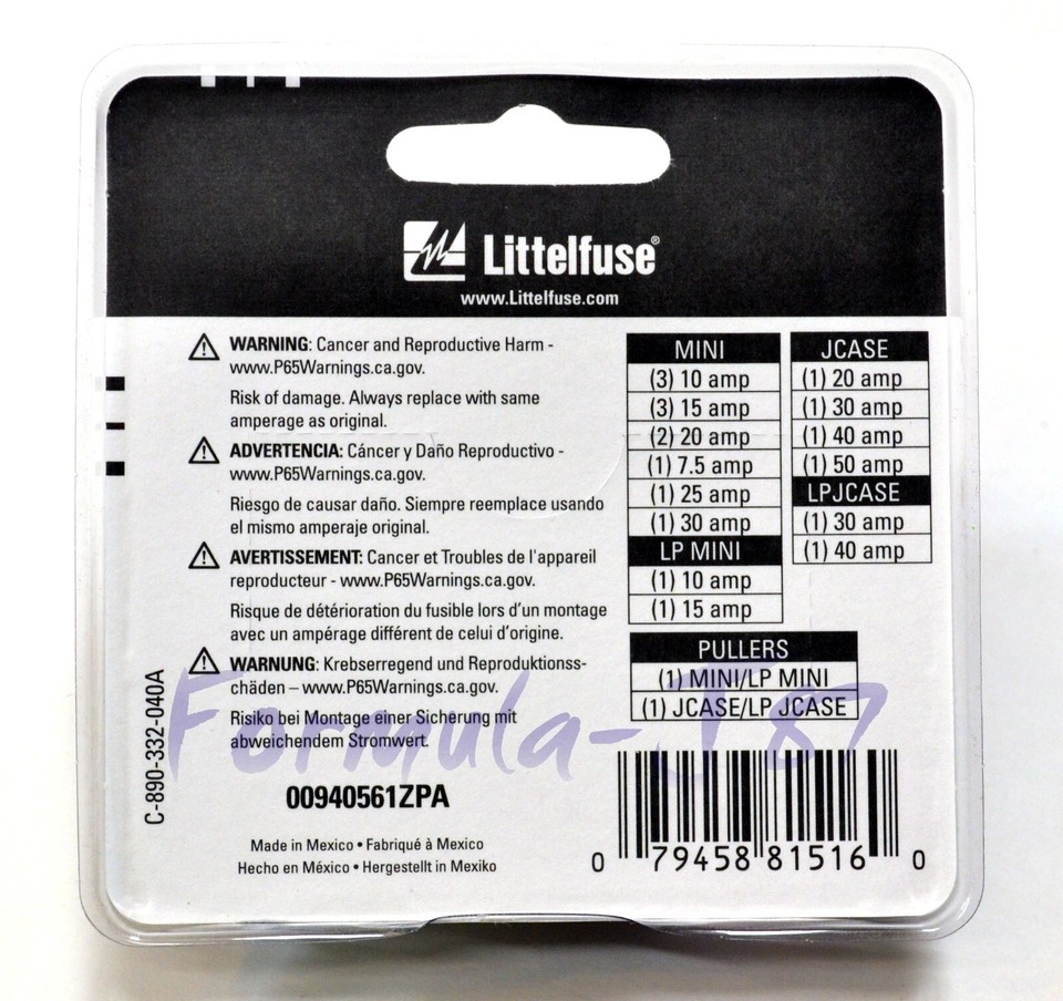 Littelfuse 00940561ZPA Emergency Fuse Kit Chevrolet LP MINI LP JCASE ...