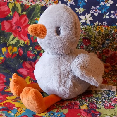 M&S 9" GREY DUCK SOFT TOY PLUSH RATTLE CHIME DUCKLING 21057526 MARKS ...