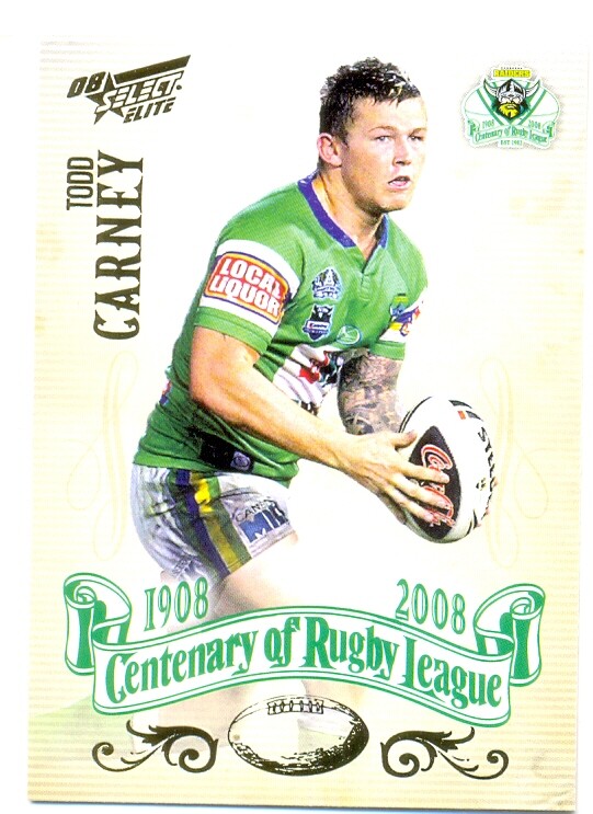 2008 NRL Centenary Of Rugby League Elite Players Card 131 Todd Carney ...