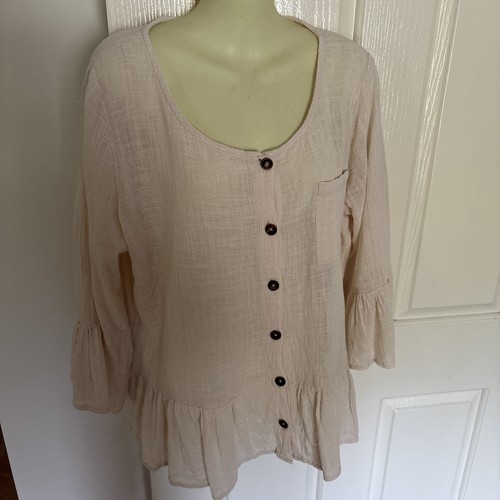 LITTLE LIES Linen Top Blouse Shirt Size 14 | eBay Australia