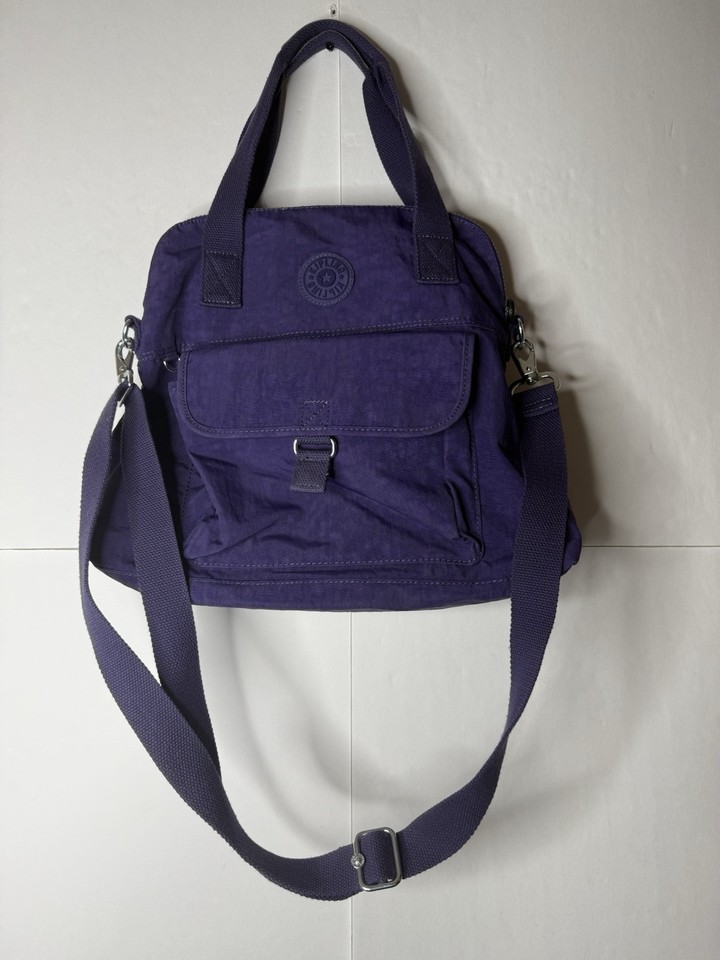 Kipling Pahneiro Purple Pattern Distressed Purse Handbag Women's Medium ...