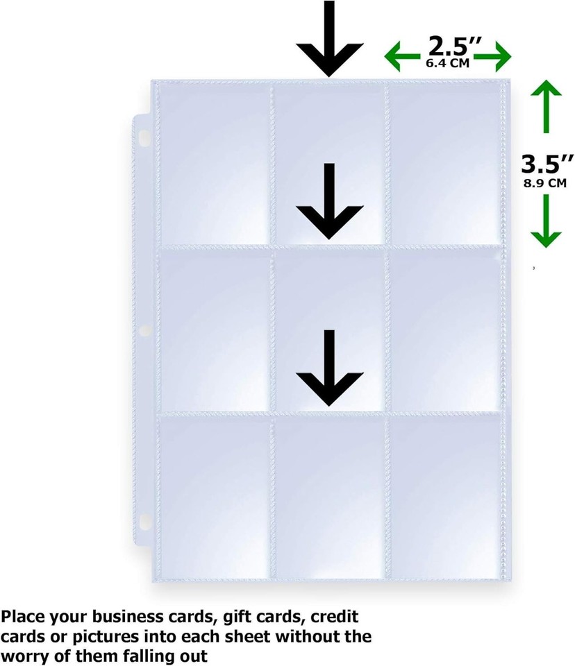 540 Pockets Card Sleeves Binder Sheets Baseball Card Sleeves Pages for ...