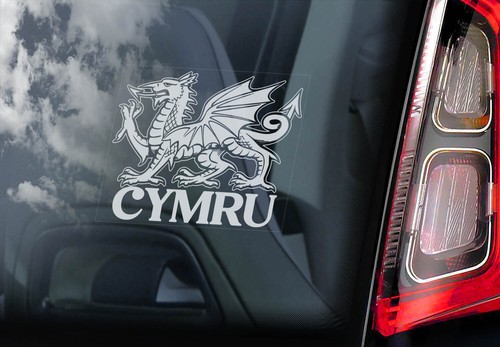 Cymru Car Window Sticker, Wales Flag Dragon Welsh Rugby Fan Gift Sign ...