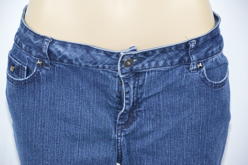 SVVW Womens 12 Dark Wash Embellished Studs Straight Leg Blue Jeans Stud ...