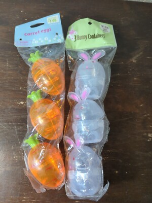 NEW 6 Plastic Fill Easter Bunny Eggs Carrots Fillable Candy Rabbit ...