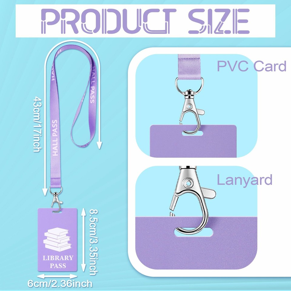 12 Pcs PVC Hall Pass Lanyards School Passes Set Unbreakable Bathroom ...