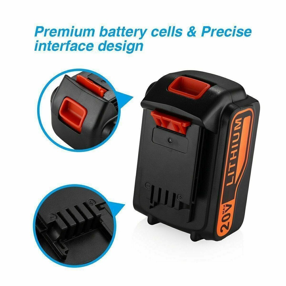 2 Pack 20V Battery 8.0Ah for Black+Decker LB2X4020 MAX Lithium Ion Pack ...