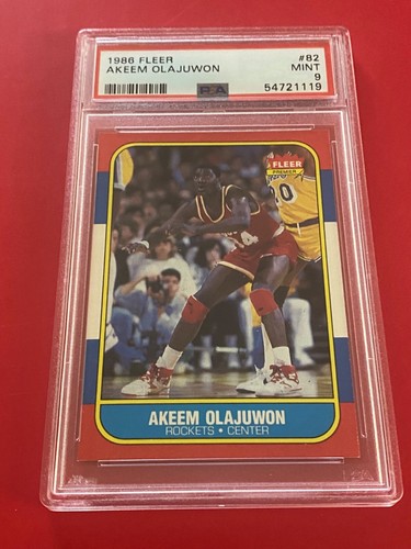 1986 Fleer Hakeem Akeem Olajuwon Rookie #82 PSA 9 Mint Houston Rockets ...