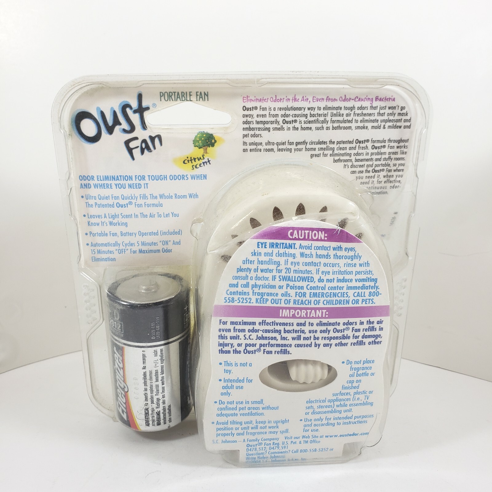2x Oust Portable Fan - Citrus Scent New/old Stock 2004 SC Johnson for ...