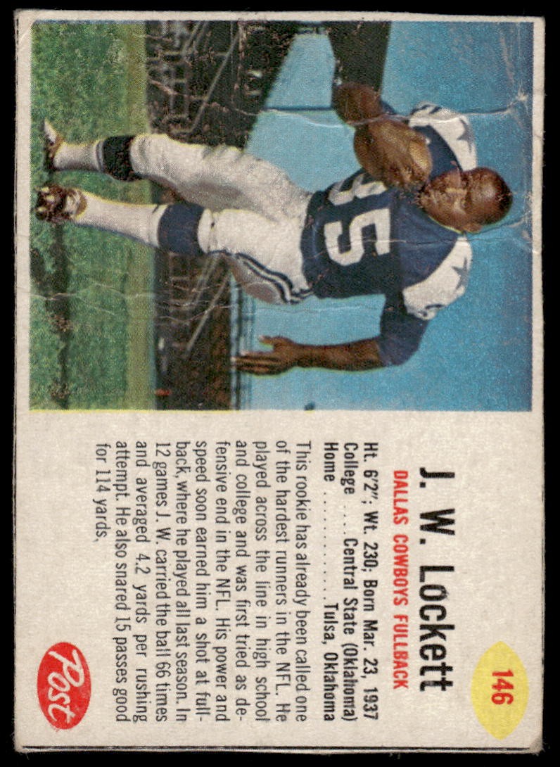 1962 Post Cereal #146 J.W. Lockett Dallas Cowboys Poor 55700 | eBay