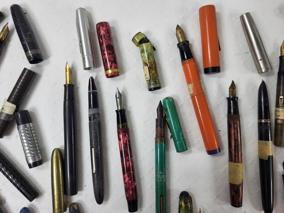 Box of Fountain Pen Parts & Damaged Pens - Various Brands - Old Dealer ...