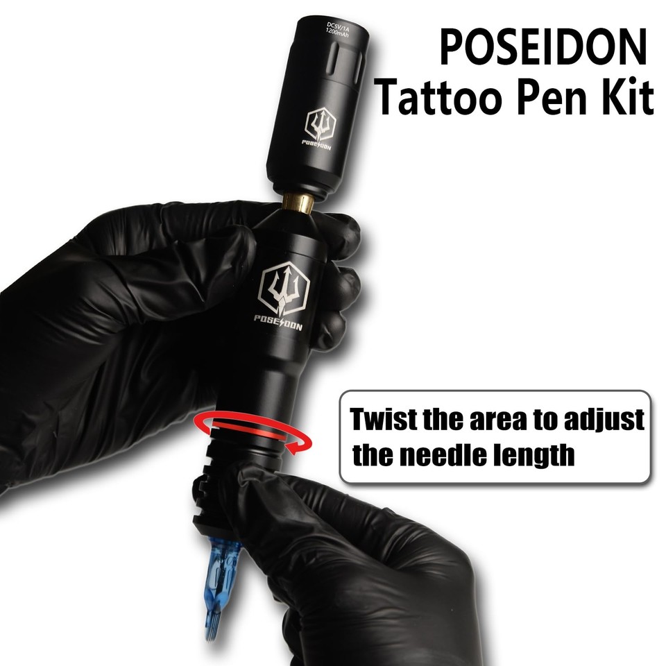 Tattoo Pen Kit - POSEIDON Wireless Tattoo Machine Kit, Tattoo Gun Kit ...