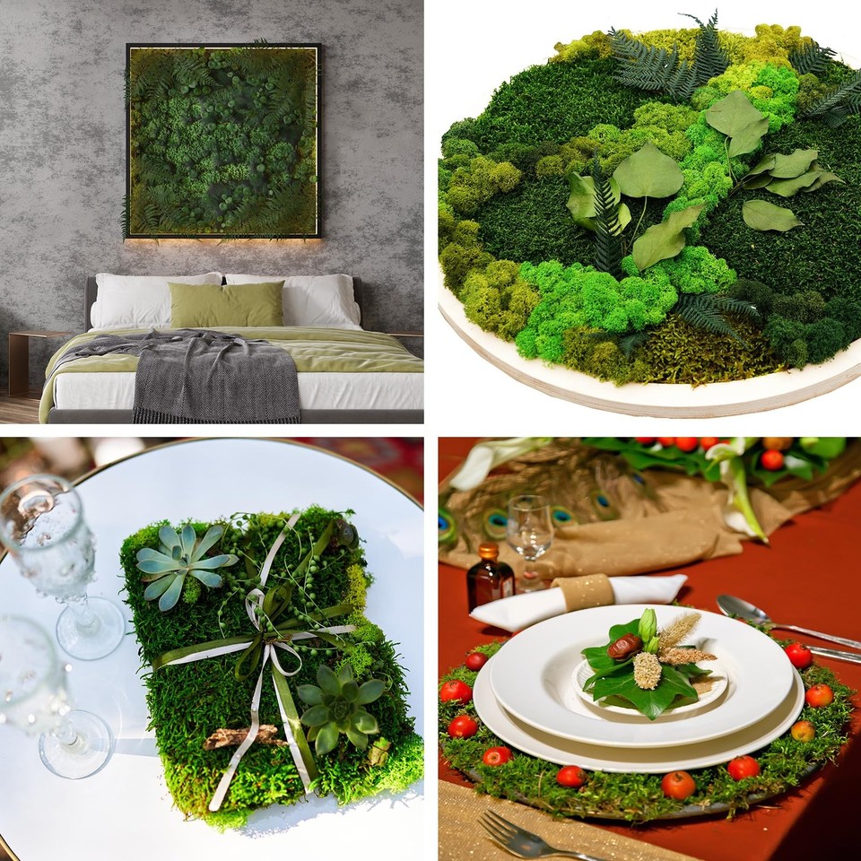 Dried Moss Table Runner Preserved Moss Mat Artificial Green Moss Roll ...