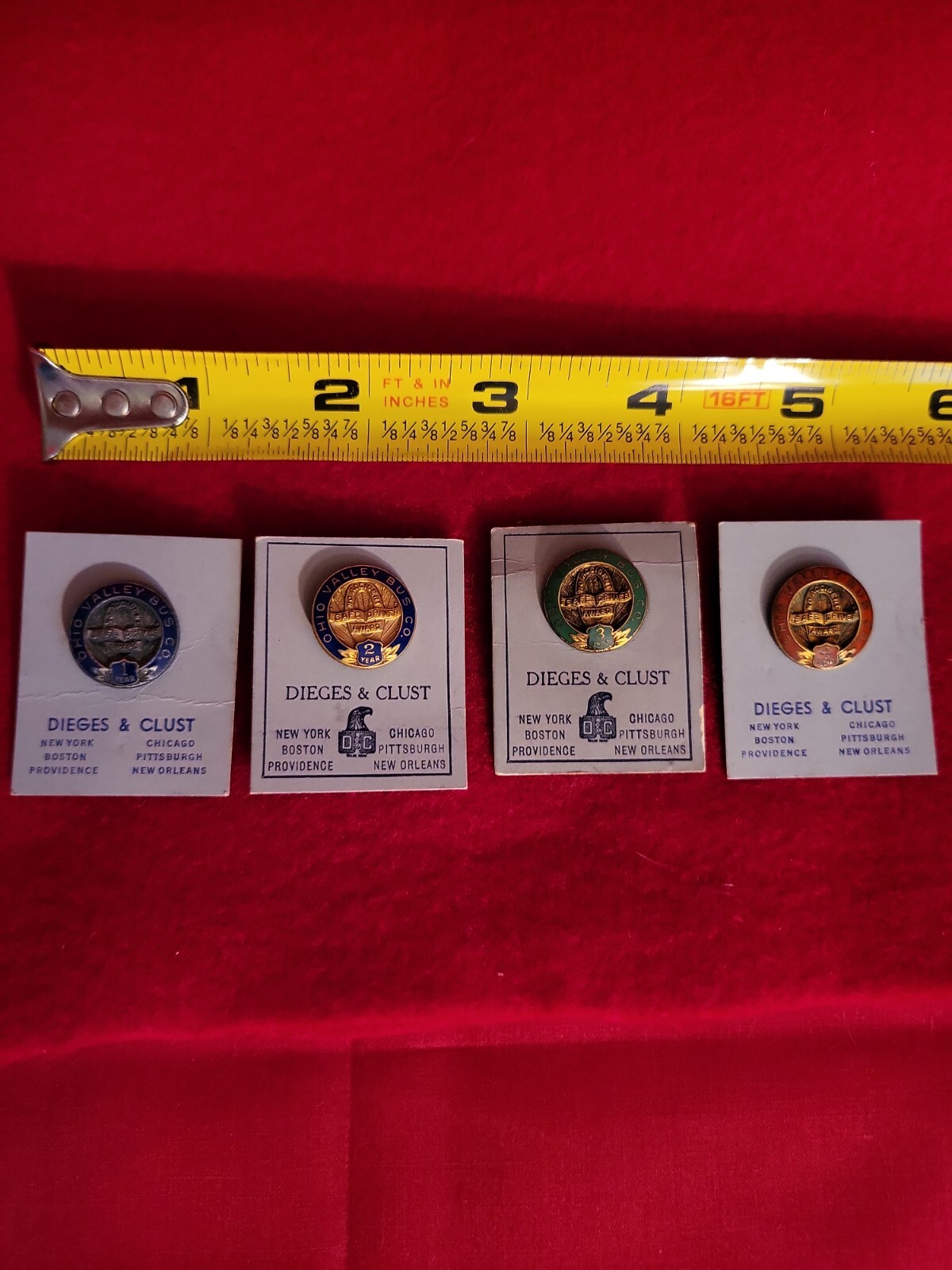 Ohio Valley Bus Company Service Pins 1,2,3,4 Year Pins Set | eBay