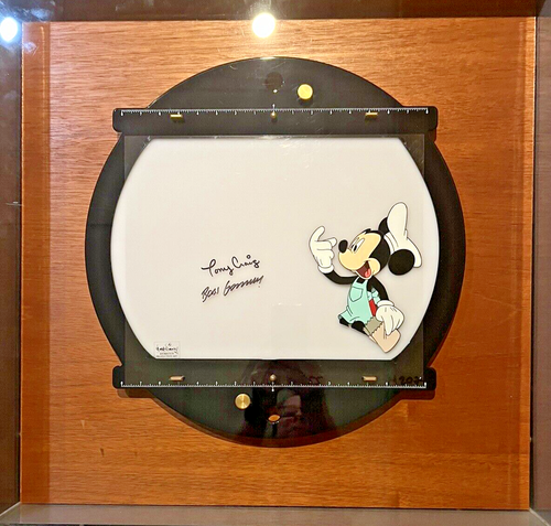 DISNEY MICKEY ANIMATION DISC & ORIGINAL TV PRODUCTION CEL FRAMED SIGNED ...