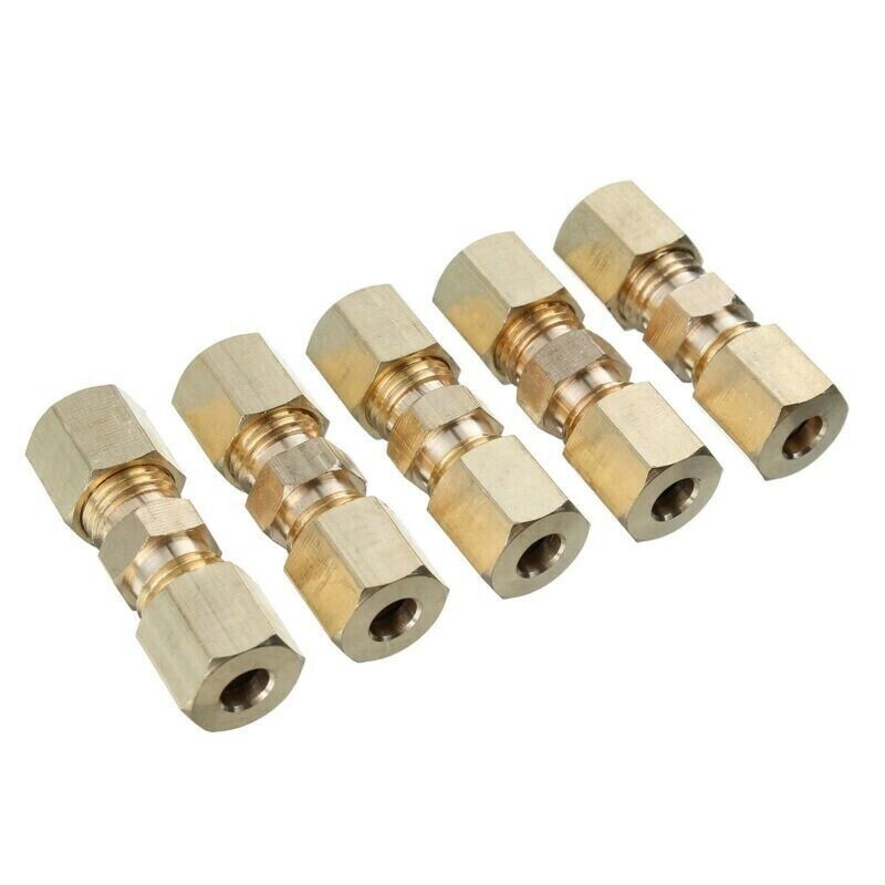 10X Brass Brake Pipe Connector Tube Tubing Joiner Line Union 3/16'' UK ...