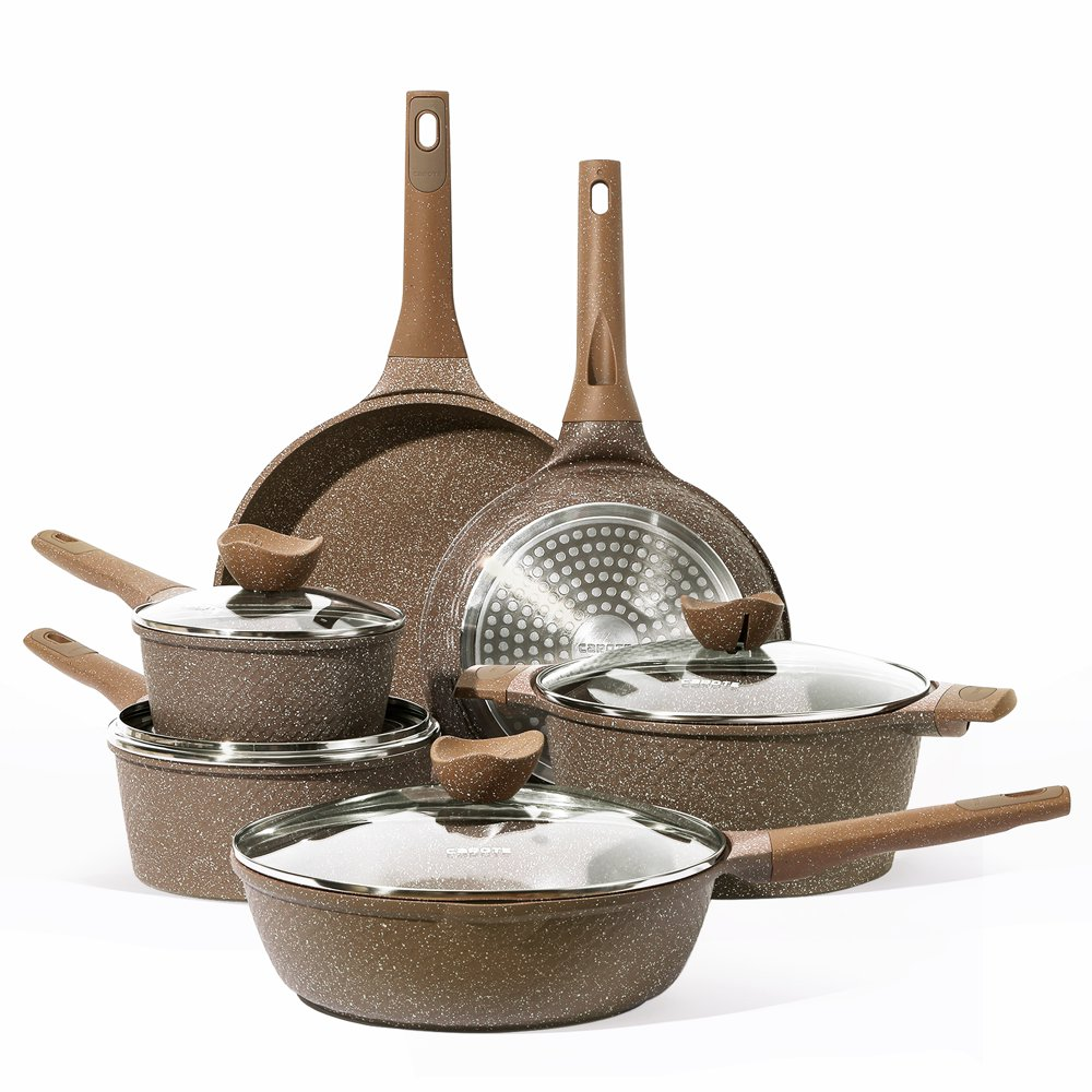 Carote Granite Nonstick Cookware Sets, 10 Piece Pots and Pans Set ...