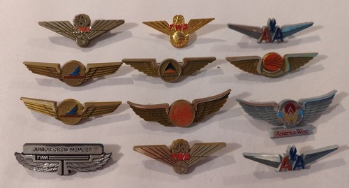 Vintage Airlines Badges Pins Junior Pilot Plastic Wings Lot of 14 | eBay
