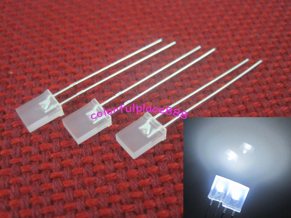 1000pcs, 2x5x7mm White Diffused Led Rectangle Rectangular Leds Light ...