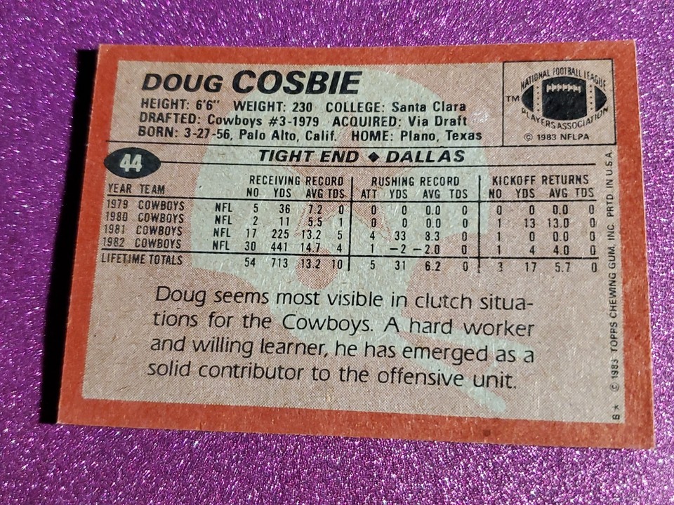 1983 Topps Doug Cosbie #44 NFL Football SportsCard Dallas Cowboys | eBay