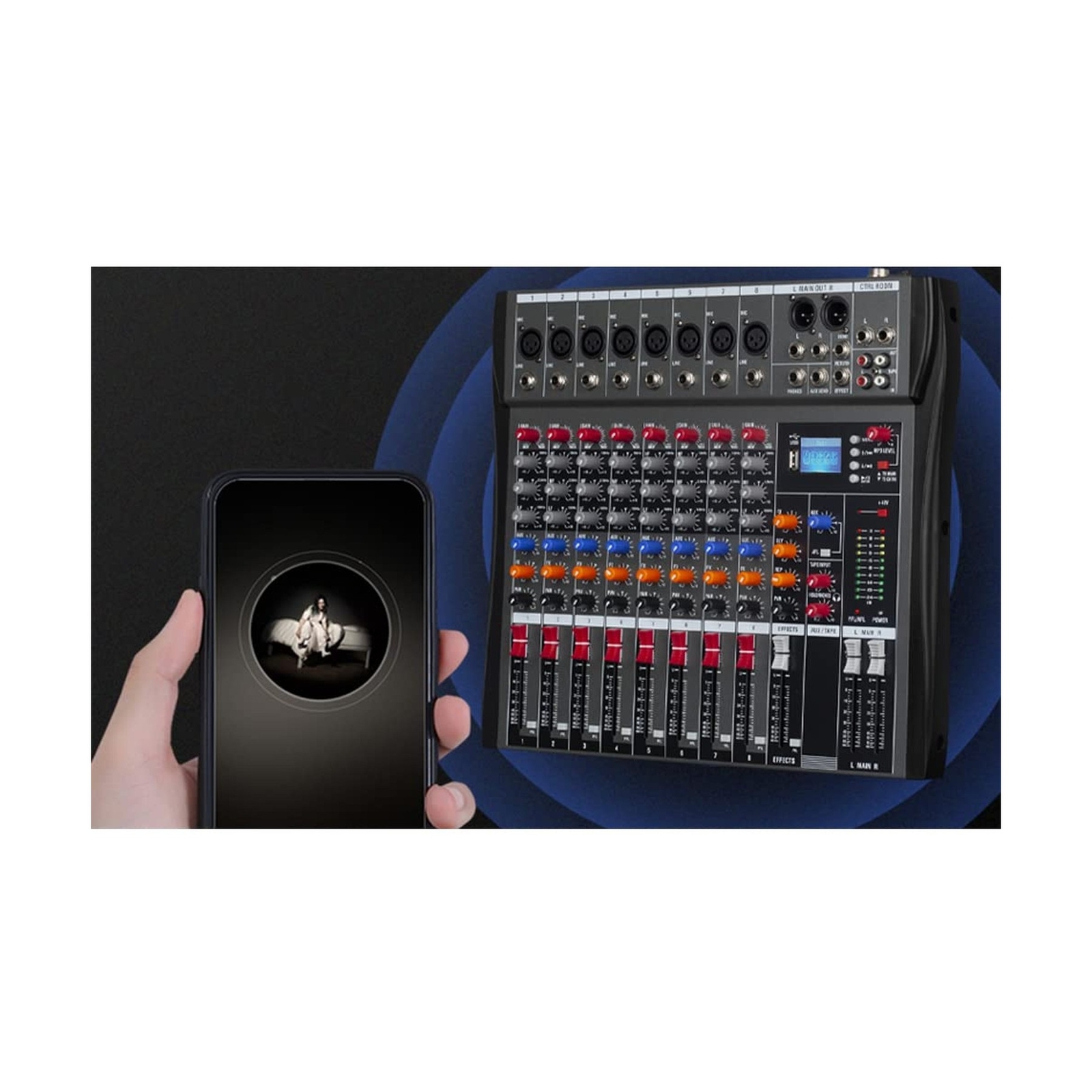 CK-80 Professional Mixer (8-Channel) for Recording DJ Stage Karaoke ...