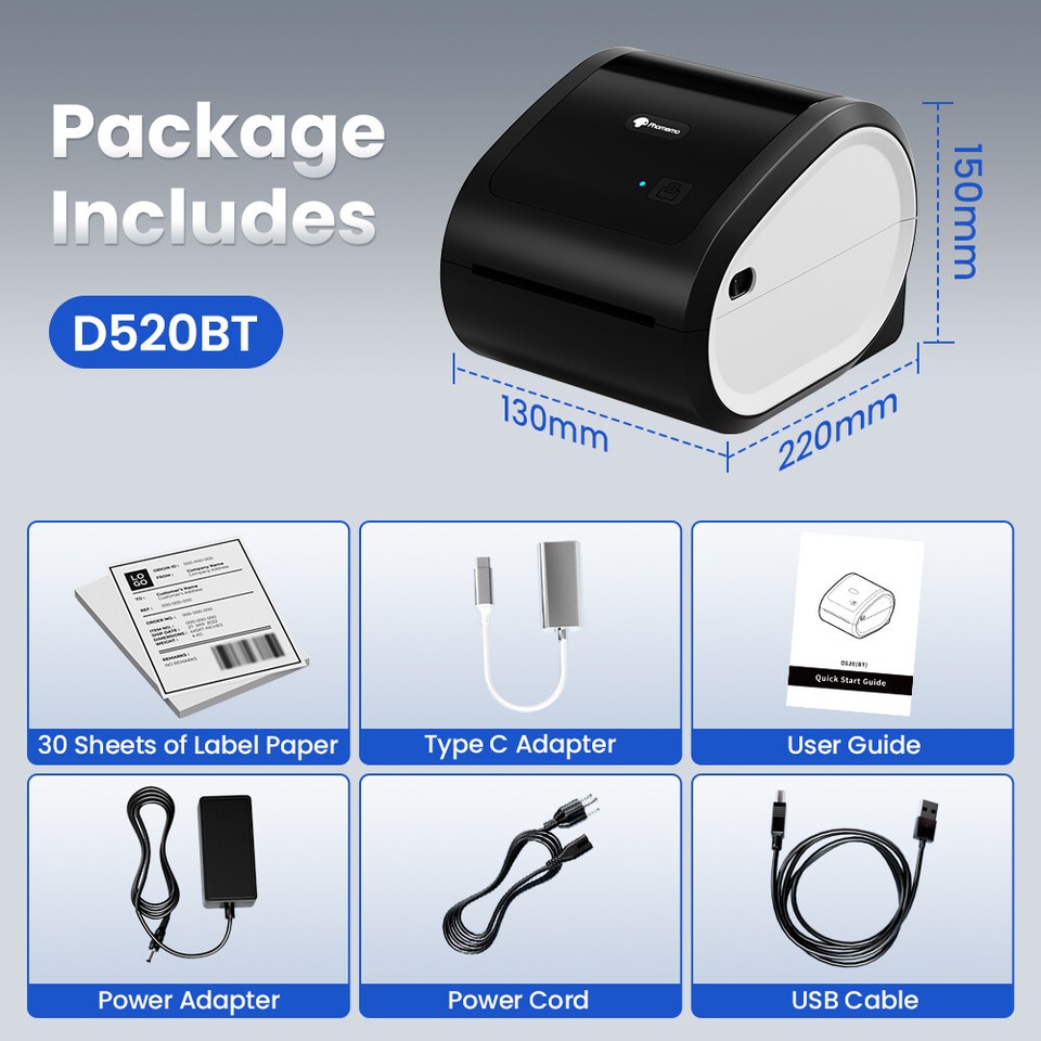 Phomemo D520BT 4x6 Shipping Label Printer Thermal Bluetoot Label ...