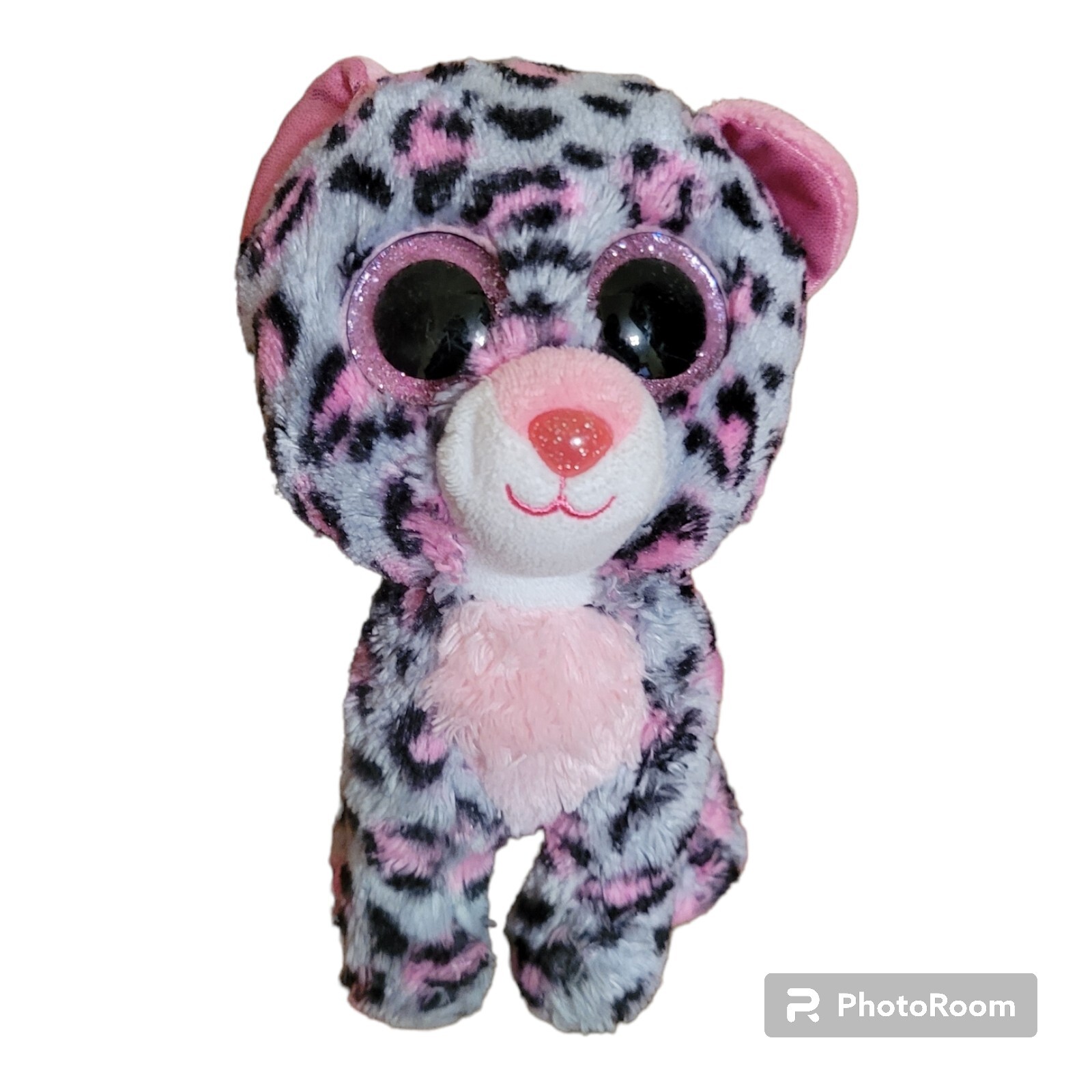 TY Beanie Boo Tasha Gray Pink Leopard Plush Stuffed Animal 2015 6" | eBay