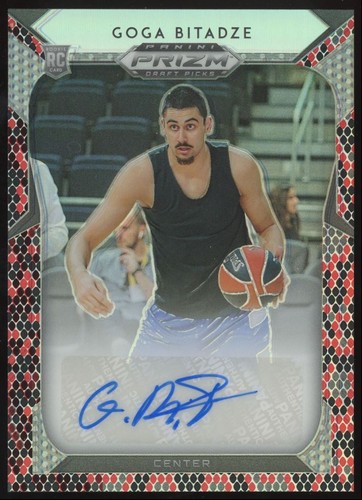 Goga Bitadze #18 2019-20 Prizm Draft Red Black Snake Skin Rookie Auto ...