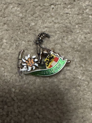 Souvenir Brooch Salzburg Edelweiss Deer Austria Pin | eBay