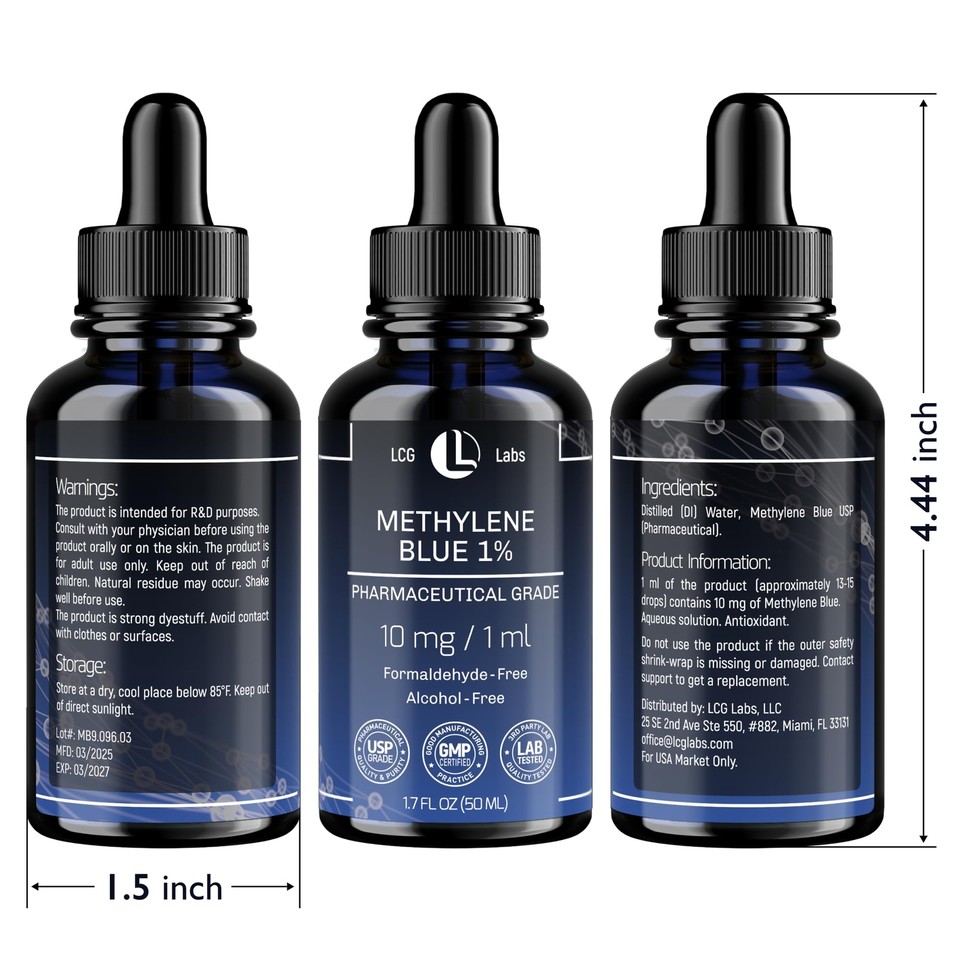Methylene Blue Pharmaceutical Grade - Methylene Blue 1% - Liquid Drops ...