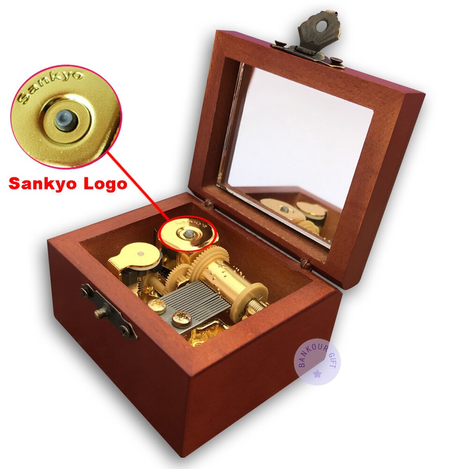 "Greensleeves" Antiqued Lock Wooden Music Box With Sankyo Musical ...