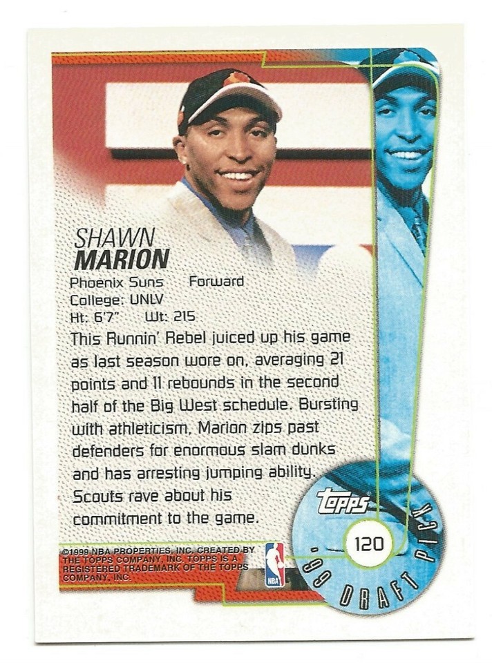 1999-2000 Topps #120 Shawn Marion Rookie Card | eBay