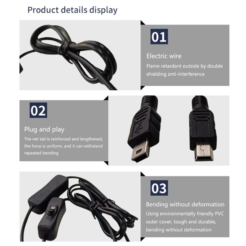 USB to Mini USB Power Switches Cable for Hard Drive, Replacement Power ...
