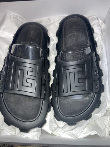 Balmain Black Ari Rubber Slides Sandals US 8 | eBay