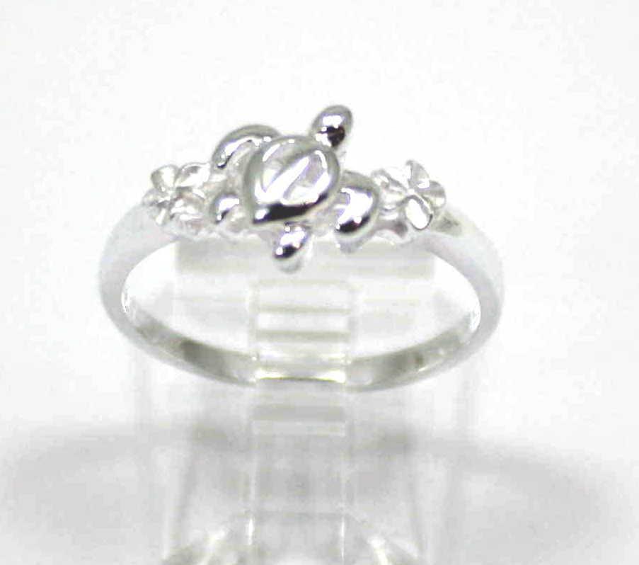 STERLING SILVER 925 HAWAIIAN HONU TURTLE PLUMERIA FLOWER RING SIZE 3 ...
