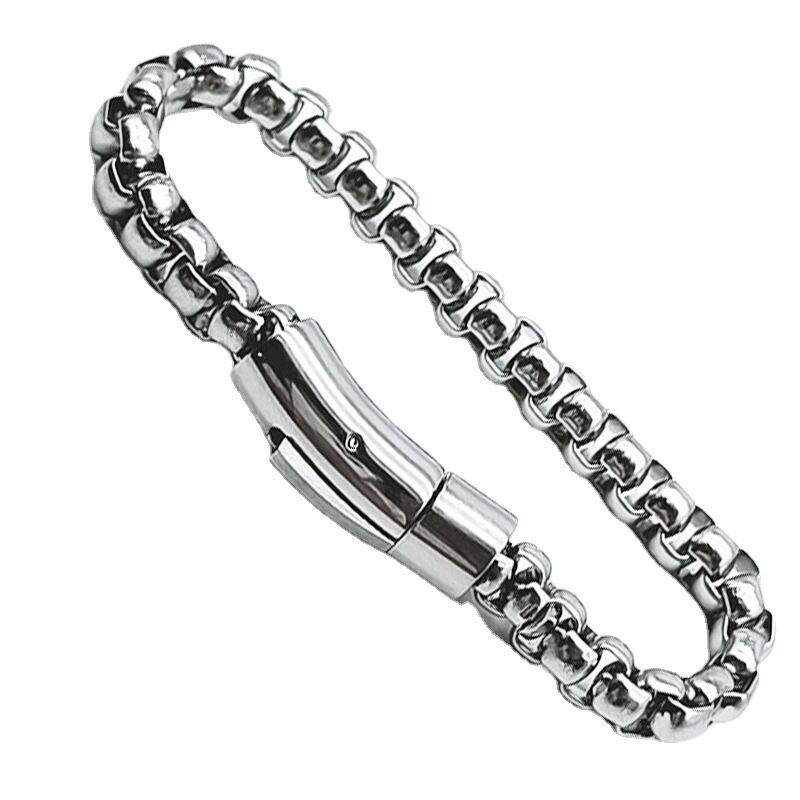 6mm Woman Man Stainless Steel Square Rolo Box Chain Bracelet Bangle ...
