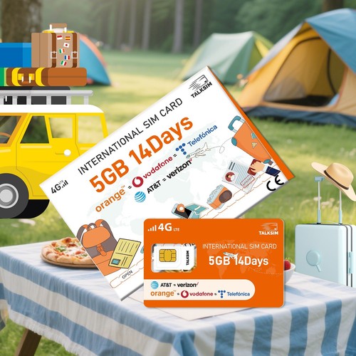 TALKSIM International 4G LTE SIM Card | 5GB High-Speed Data | 14 Days ...