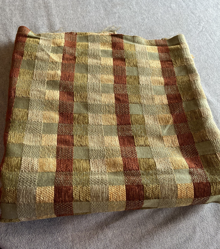 VTG 1970s Plaid MCM Upholstery Fabric Earth Tone Green Rust Tan Blue ...