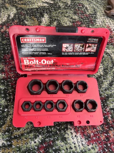 Craftsman USA 10 Piece Bolt-Out Damaged Bolt/Nut Remover Extractor Set ...