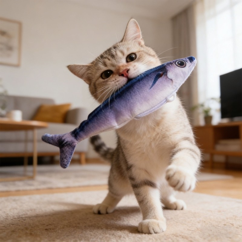 Electric Fish Cats Toy Felted Realistic Flopping Fish Add Fun ...