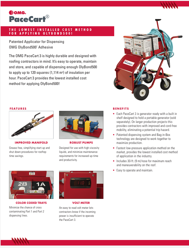 OMG Roofing Products Olyfast PaceCart 3 Insulation Adhesive Dispensing ...