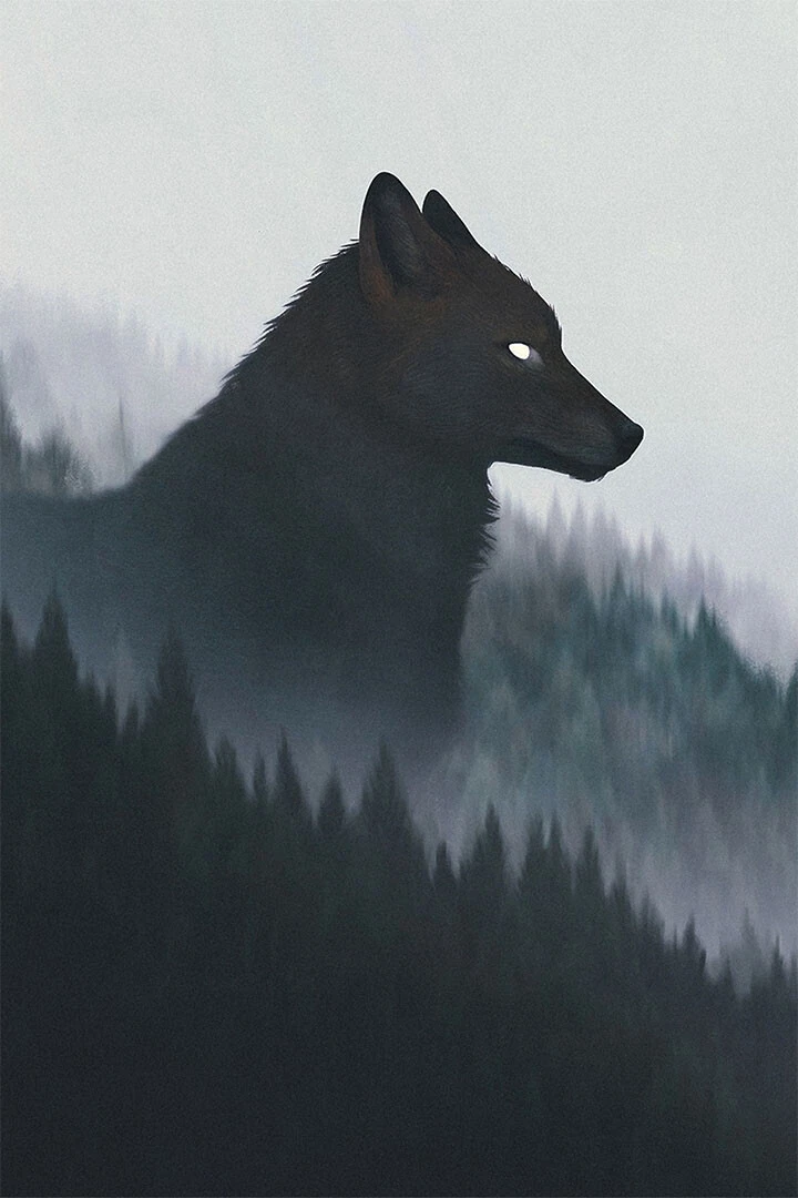 Dark Forest Wolf Wallpaper