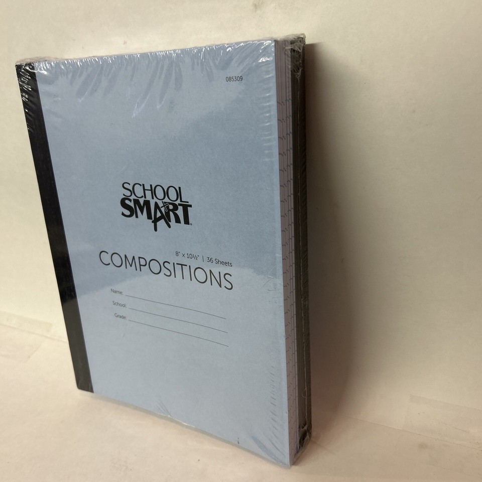 12X School Smart Stitched Cover Composition Book Red Margin 8 x 10-1/2 ...